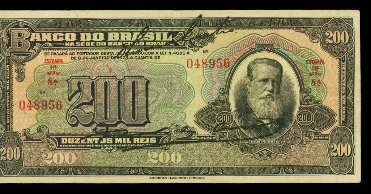 Brazil 200 Mil Reis banknote 1923 Emperor Pedro II of Brazil|World ...