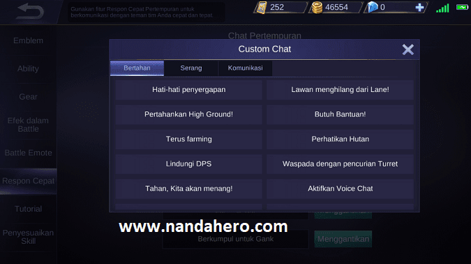 √ Cara Mengubah/Setting Chat Mobile Legend (Respon Cepat) 2020 - Nanda Hero