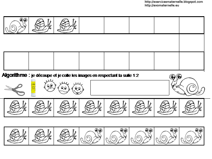 Maternelle: Algorithmes avec des escargots