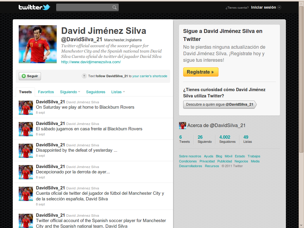 David Silva: twitter oficial de David Silva