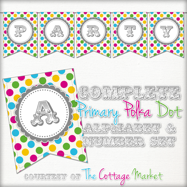 Free Printable - Whole Alphabet Pastel Party Polka Dot Banner/Bunting ...