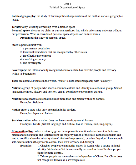 Roosevelt AP Human Geography: AP Test Study Guide-Unit 4 Political ...