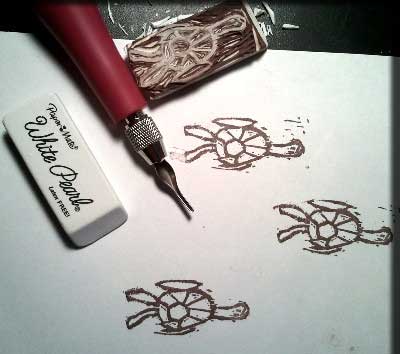 Art e-Journal: Tutorial: Printmaking Using Carved Rubber Erasers ...