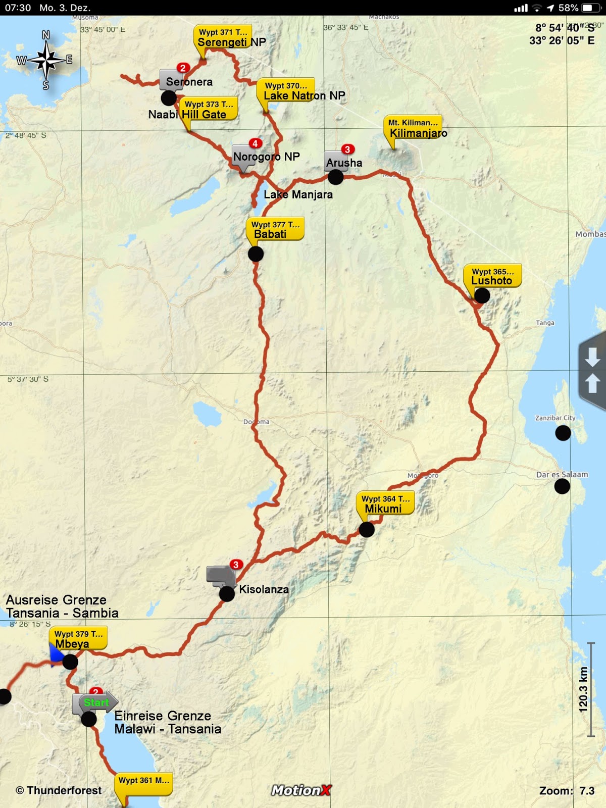 by way of - auf dem weg: map - reiseroute