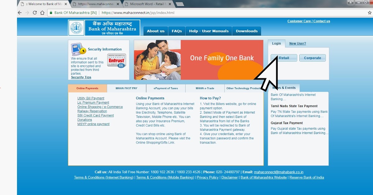 How to create Internet banking account for Bank of Maharashtra