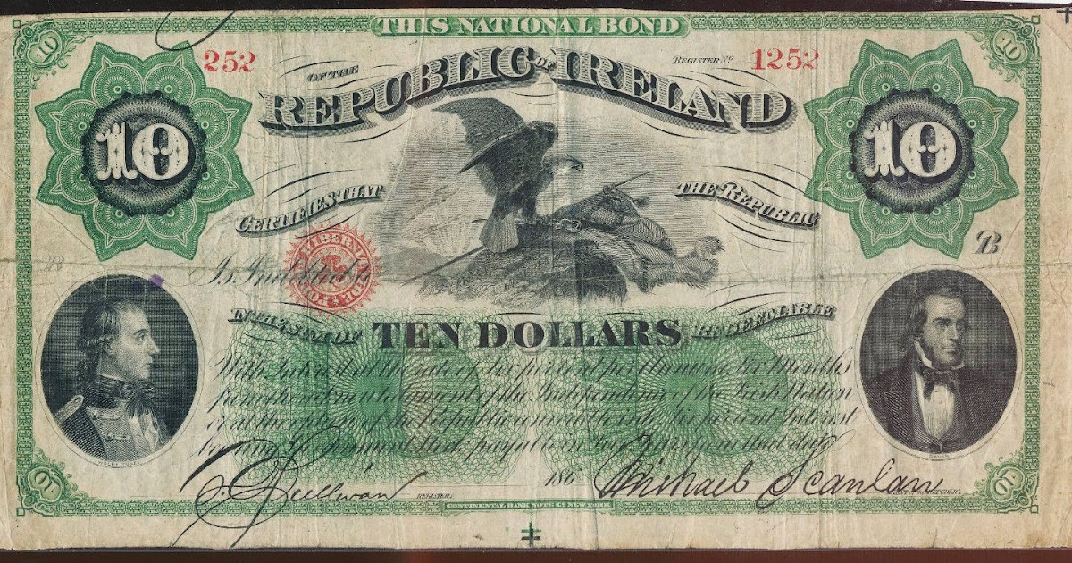 Irish Republic 10 Dollars Note 1866 Fenian Bond|World Banknotes & Coins ...