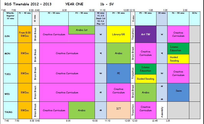GEMSRDS Year 1 Blog: Timetables
