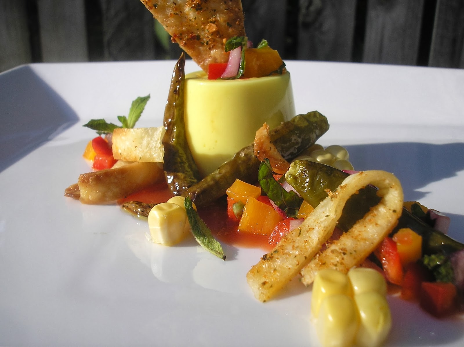 food play: ' mexican SWEET CORN CUSTARD and SALSA