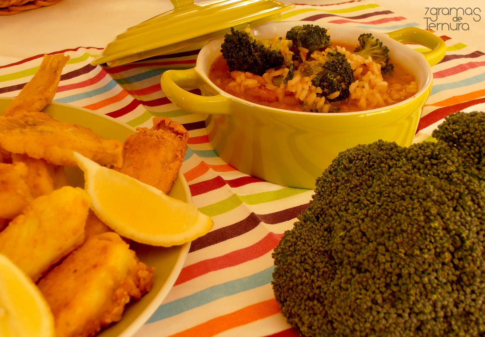 Raia Frita com Arroz Malandro de Feijão e Bróculos | 7gramas de ternura