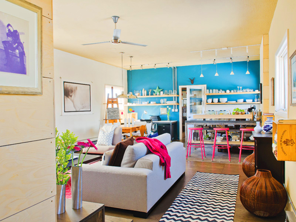 Bold and colorful industrial loft by Envi Design