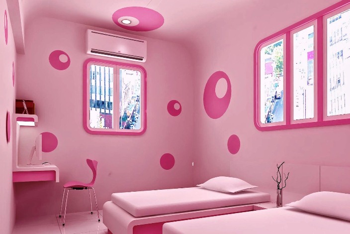 Desain Cat Kamar Tidur 2 Warna Pink Dan Putih Kamar Dinding Ungu Tembok ...