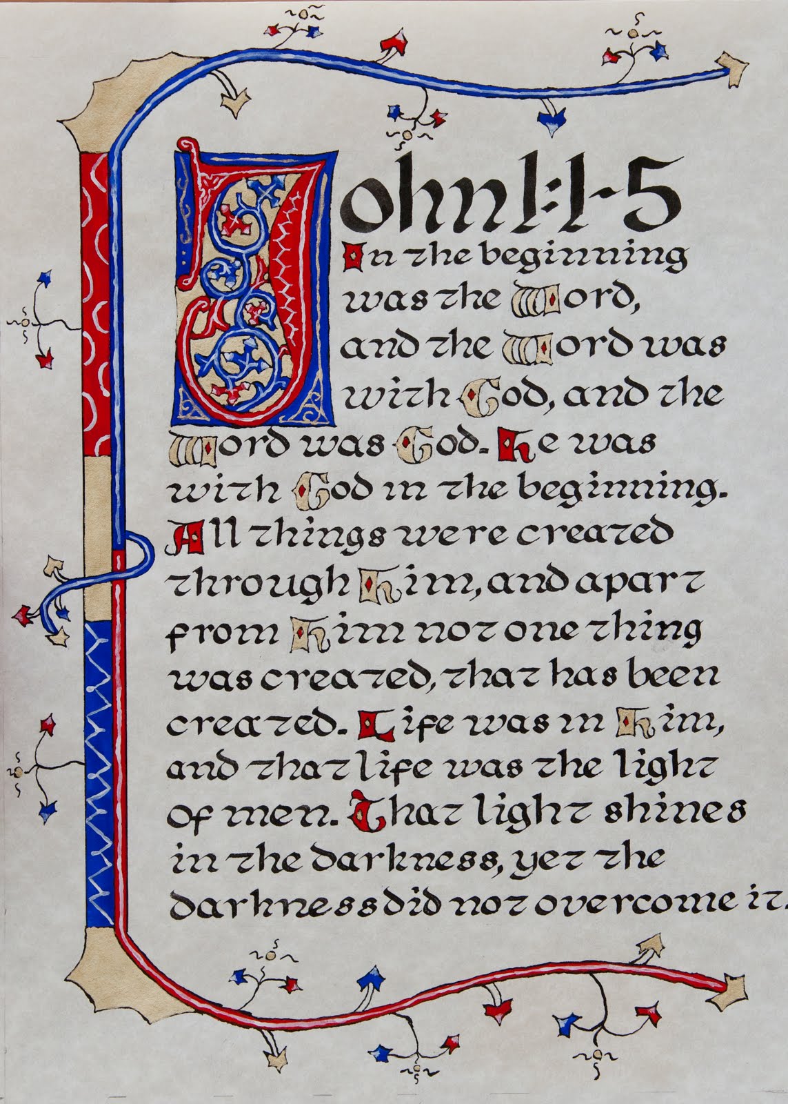Stephen's Calligraphy Journal: Gothic decorated lettering, John 1:1-5