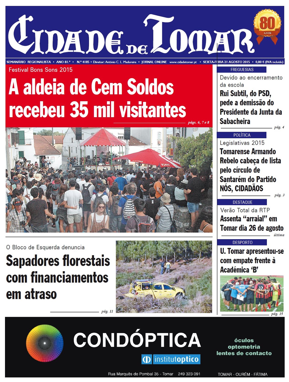 Tomar na Rede: Capas dos jornais locais