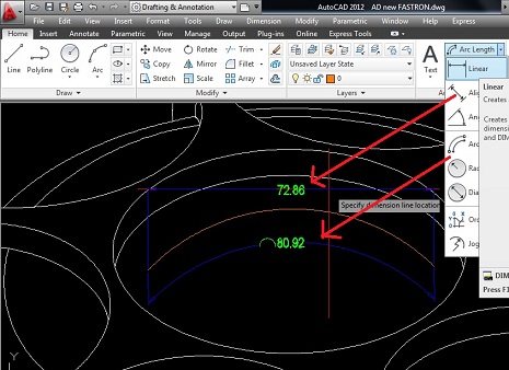 Cara membuat Arc length, Dimensi Panjang Busur - Jasa Desain 2D Cad 3D ...