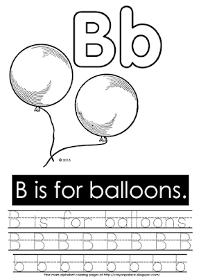 Crayon Palace: "B is for balloon" alphabet coloring page