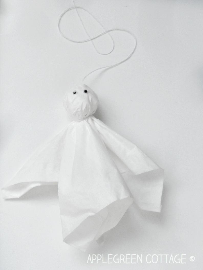 Tissue Paper Ghost - Easy Halloween Crafts - AppleGreen Cottage