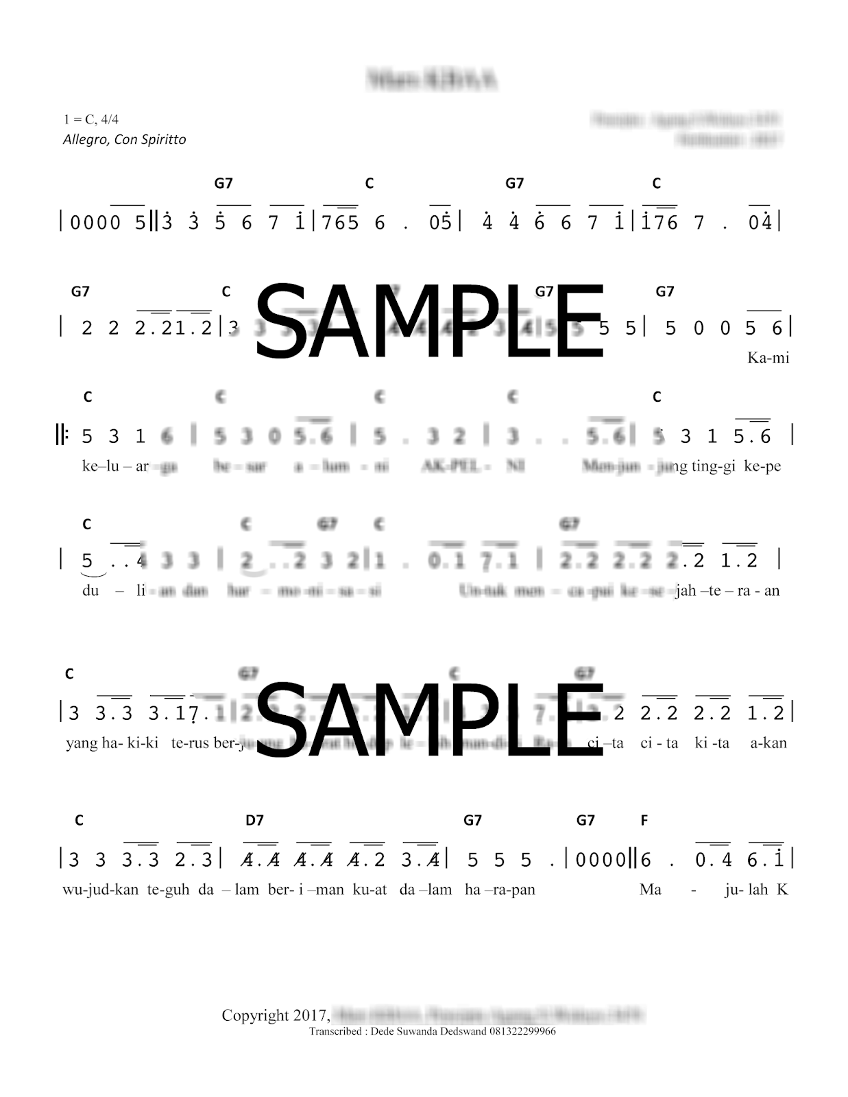 Contoh Pesanan Menulis Partitur Not Angka Lagu Mars - Jasa Menulis ...
