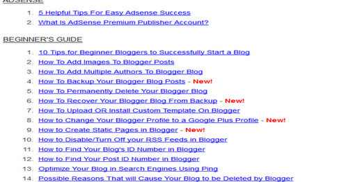 How to create a Sitemap/Table of Contents in Blogger | Blogolect