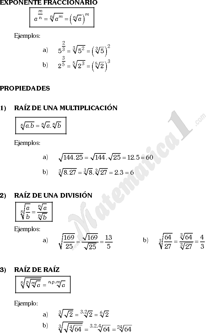 TEORÍA DE EXPONENTES Y RADICALES EJERCICIOS RESUELTOS DE SEXTO DE ...
