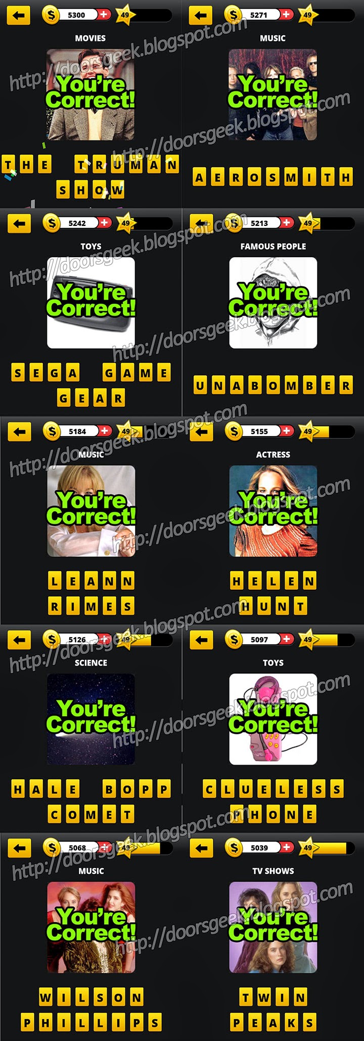 Guess The 90's - Leve 49 Answers ~ Doors Geek