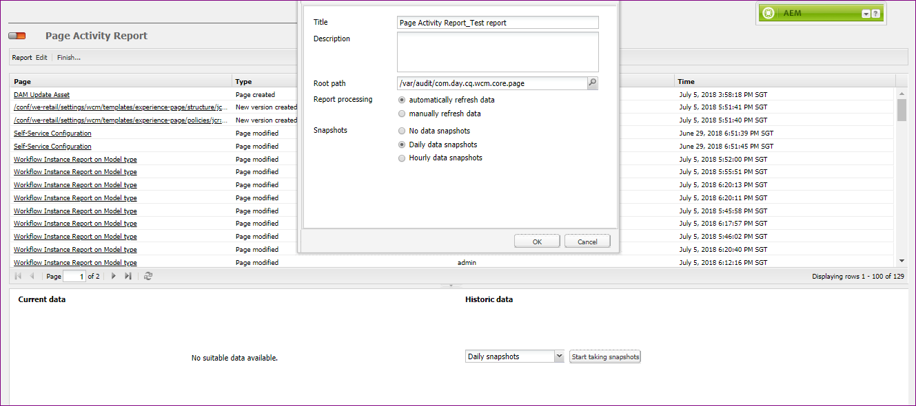 AEM/CQ5 : How to Generate Workflow instance, Component, Page activity and User reports in AEM
