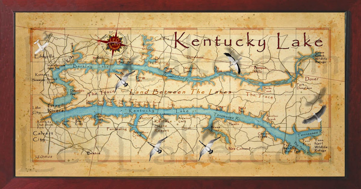 Old field Studio & Leo Lakes: Beautiful Kentucky Lake Wall Map