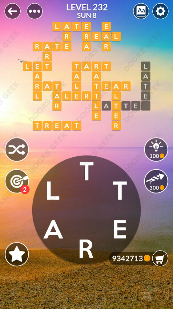 Wordscapes Level 232 Answers ~ Doors Geek