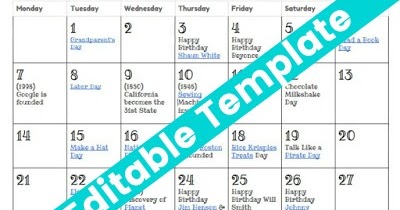 September Calendar of Special Days Holidays: Free Printable Calendar ...