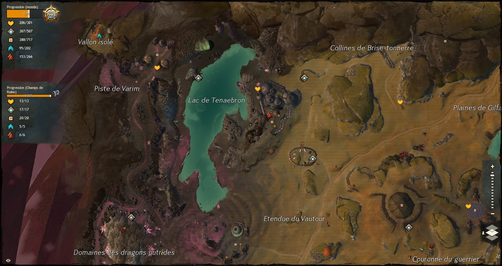 Découvre Guild Wars II: Cartographie Champs de ruine - Zone 30 à 40