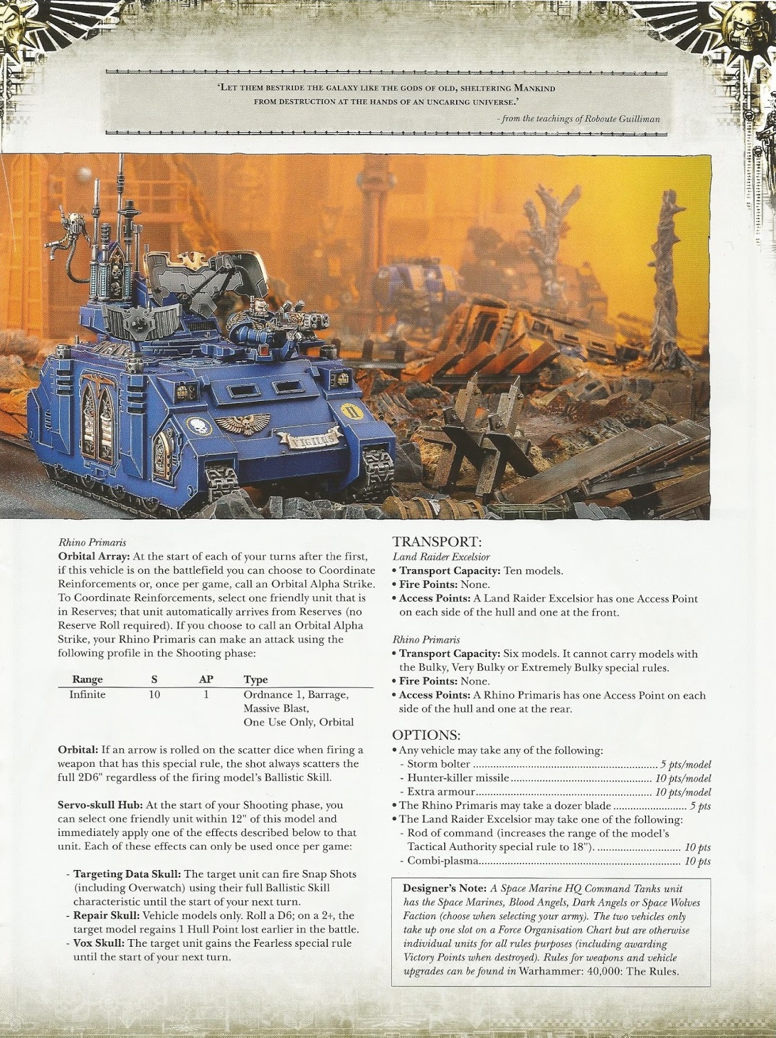 Potrus Maximus: DATASHEET SPACE MARINE HQ COMMAND TANKS