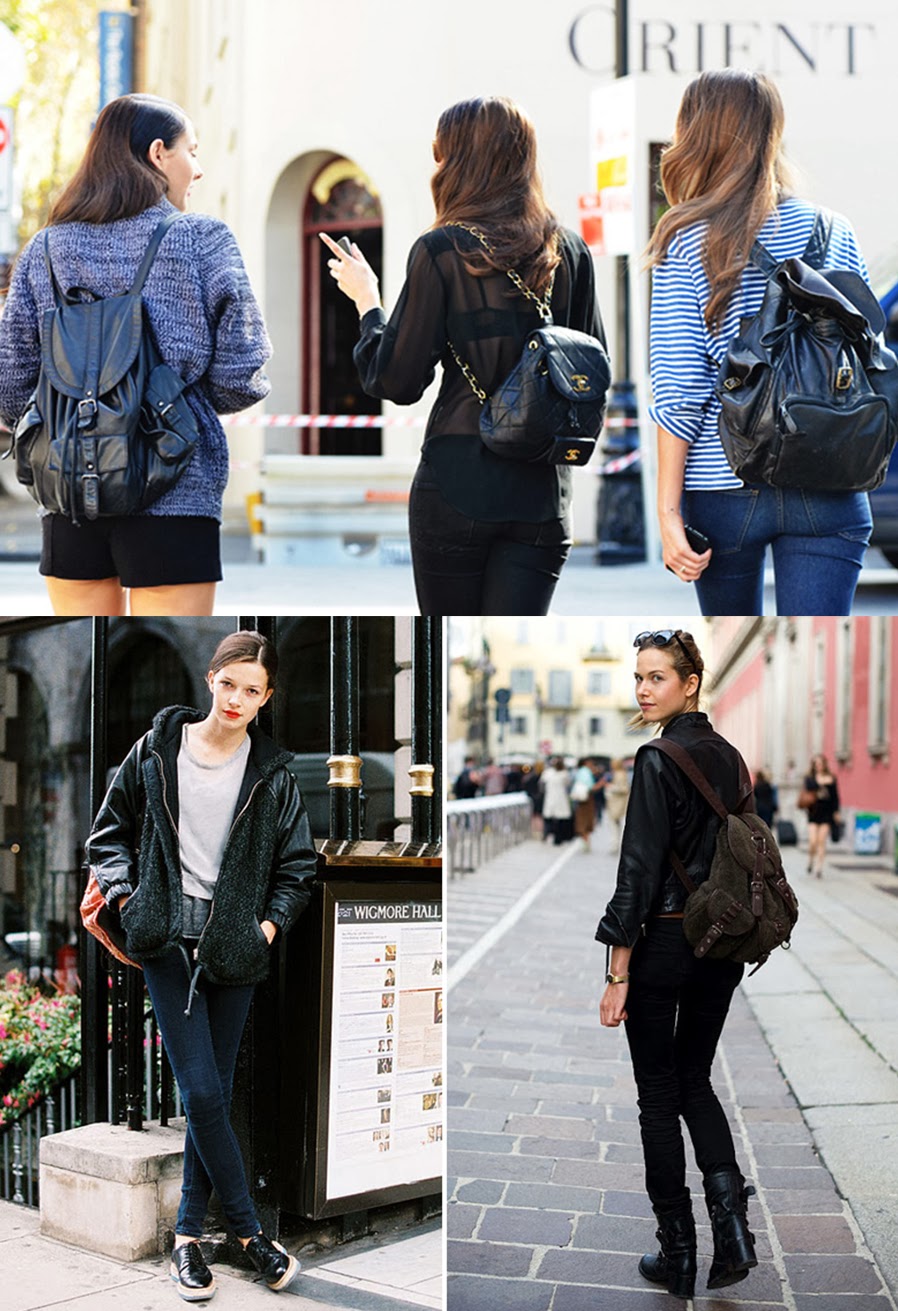 STREET STYLE INSPIRATION; BACKPACKS.-