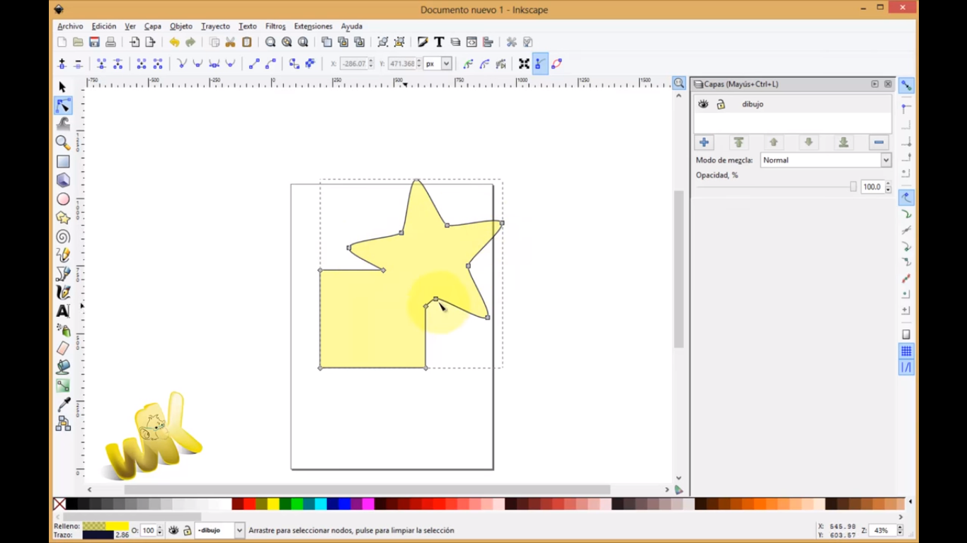 Trabajando con Inkscape: 32.-Combinar y fusionar objetos.