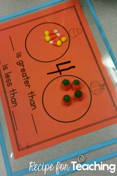 Candy Corn and Candy Pumpkin Greater Than and Less Than - Recipe for ...
