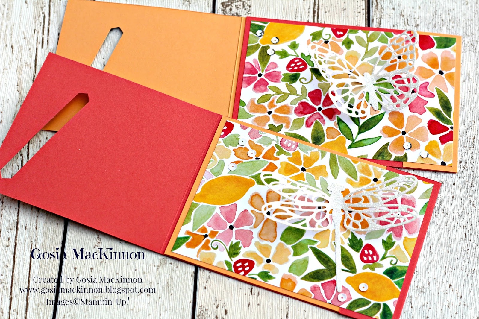 GATEFOLD CARD WITH BUTTERFLY & DRAGONFLY CLOSURE BY STAMPIN' UP ...