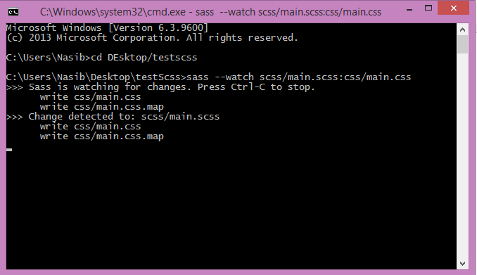 front end latest technologies : how to target run command of scss