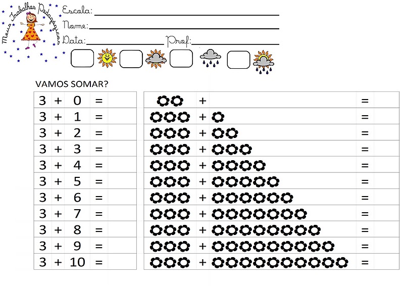 Meus Trabalhos Pedagógicos ®: Tabuada de somar