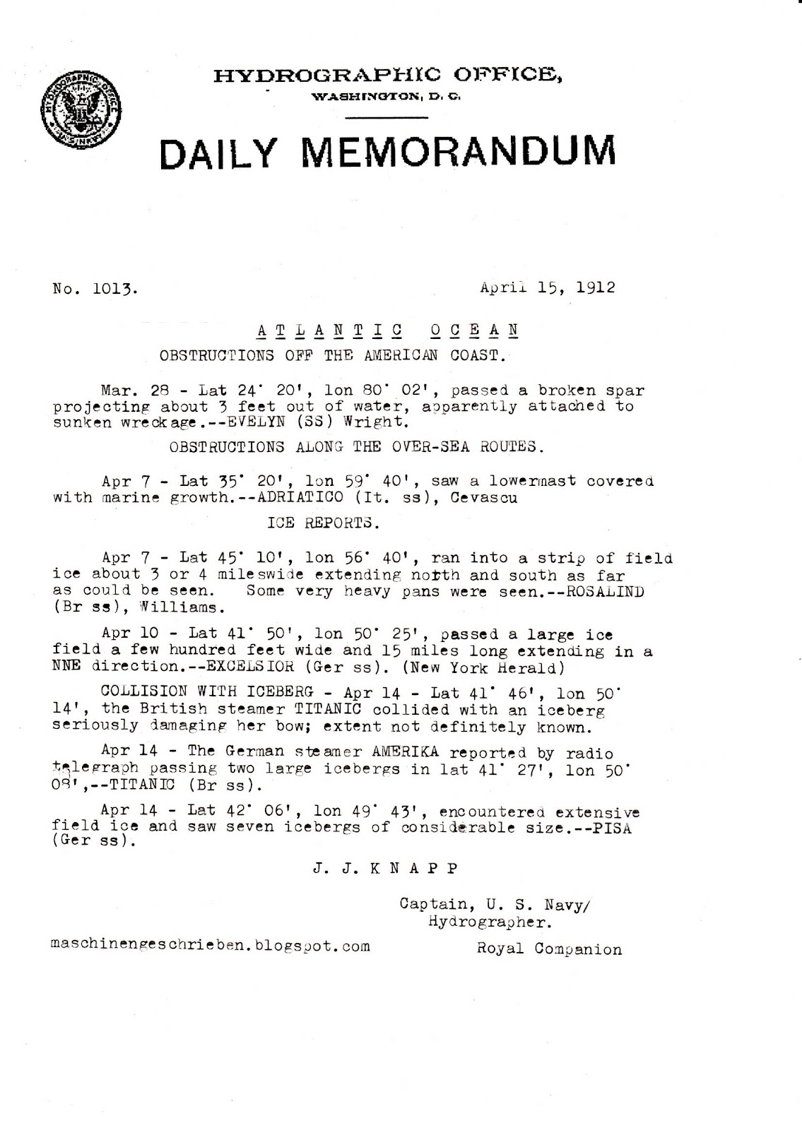maschinengeschrieben: Daily Memorandum
