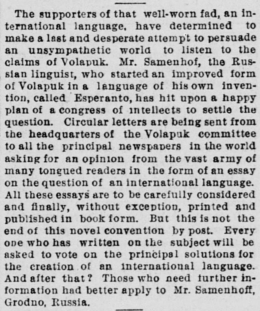 Imp of the Diverse: Esperanto: A Last and Desperate Attempt for Volapuk?