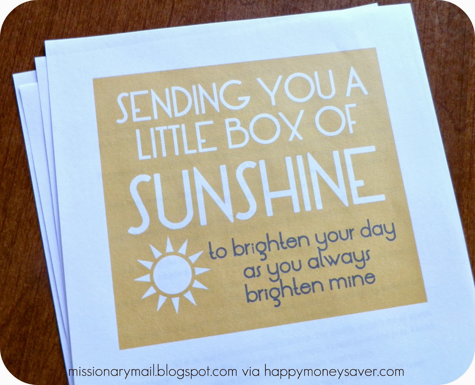 Missionary Mail: Another Box of Sun