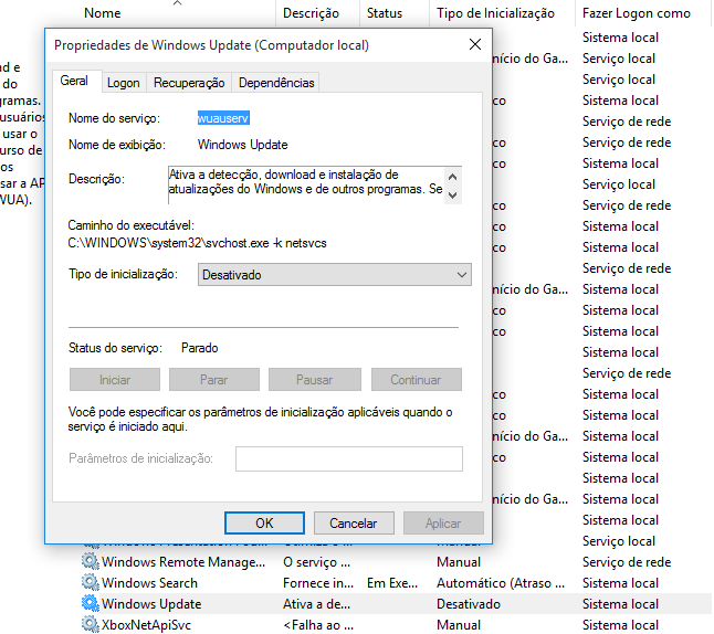 Desativar windows update no Windows 10 ~ Informática Básica