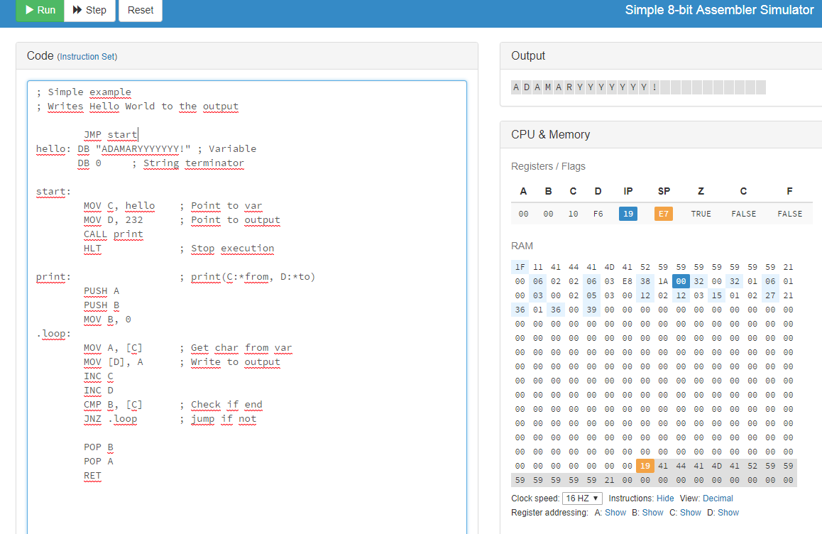 LENGUAJES DE INTERFAZ: PRACTICA #2 SIMULADORES DE LENGUAJE ENSAMBLADOR ONLINE