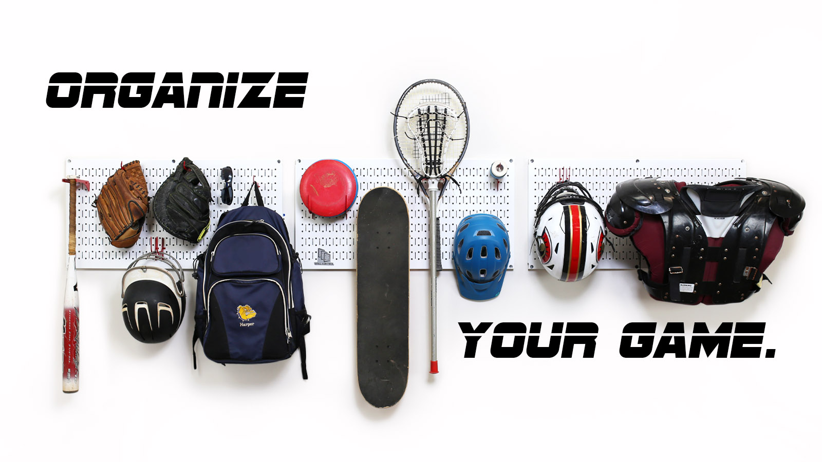 Sports Equipment Storage Ideas Using Pegboard