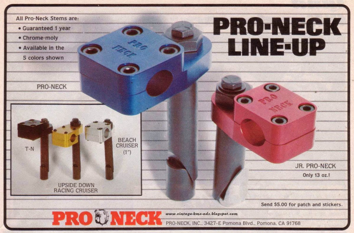 Vintage BMX Ads: PRO-NECK LINE-UP