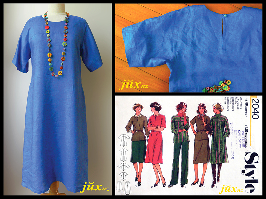 juxtapose: Blue Linen Tunic Dress - Style 2040 (1979)