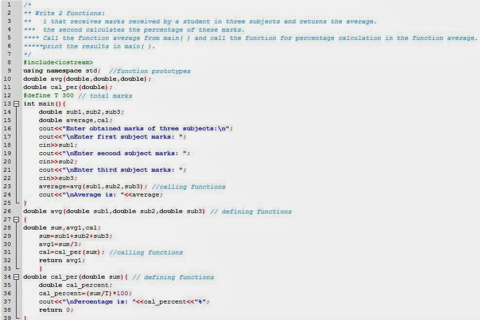 Programming Chunks Write A C Program In Which There Are Two Functions One That Receives Marks