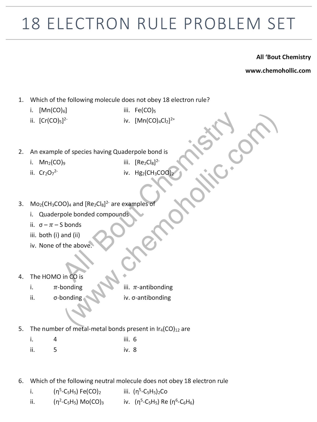 18 Electron Rule: Application and Problems - All 'Bout Chemistry