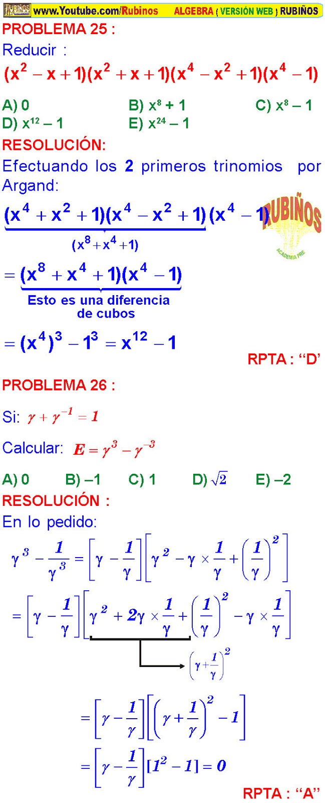PRODUCTOS NOTABLES EJERCICIOS RESUELTOS DE NIVEL PREUNIVERSITARIO PDF