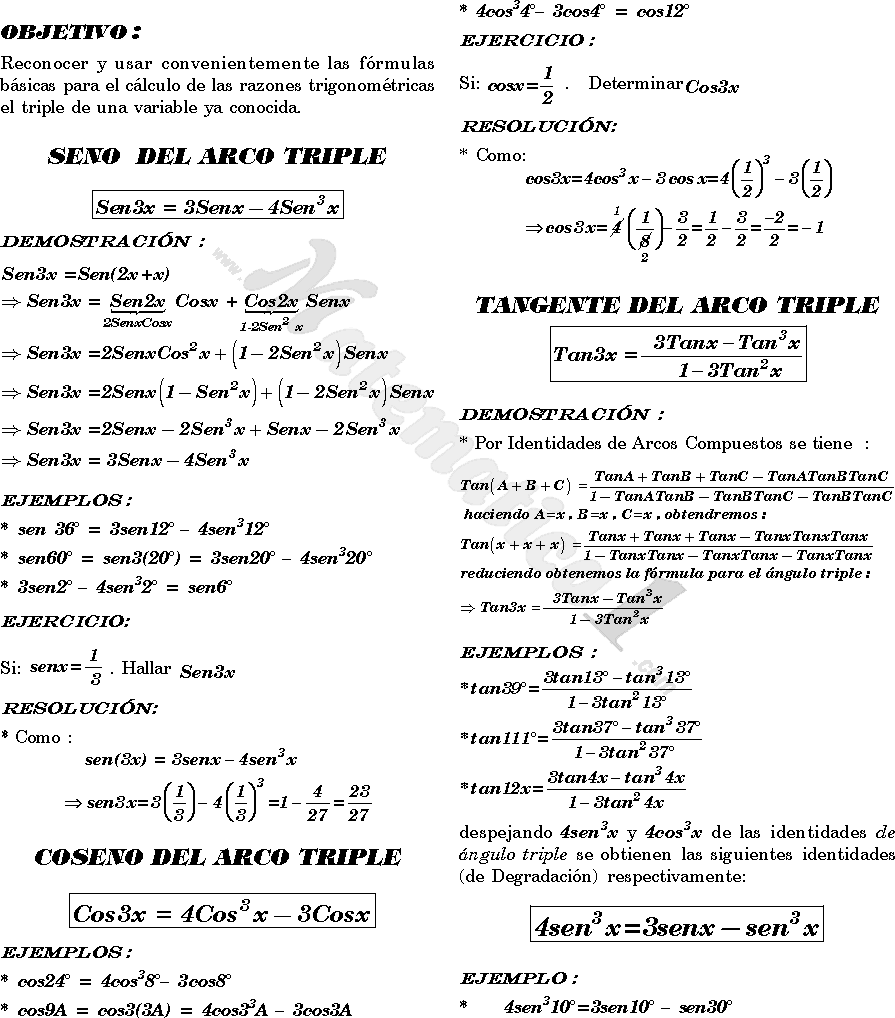 IDENTIDADES DEL ANGULO TRIPLE EJERCICIOS RESUELTOS DE TRIGONOMETRIA DE ...
