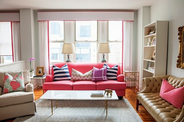 Fotos de salas con sofás color rosa