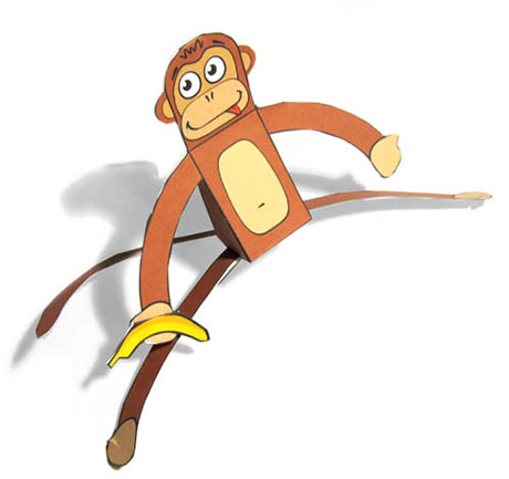 Simple Monkey Paper Toy | Paperized Crafts